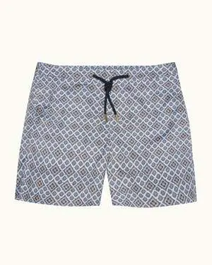 Orlebar Brown ORLEBAR BROWN Mid-Length Paisley Print Drawcord Swim Shorts Wave Blue
