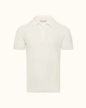 Orlebar Brown Classic Fit Mercerised Cotton Polo Shirt In Cloud Colour - White
