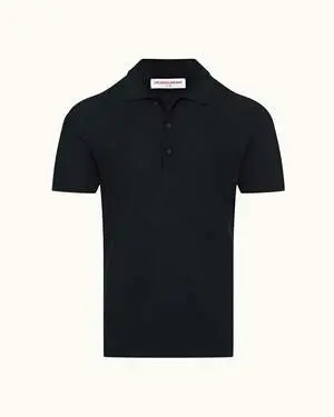 Orlebar Brown Claic Fit Merceried Cotton Polo Hirt In Night Iri - Blue