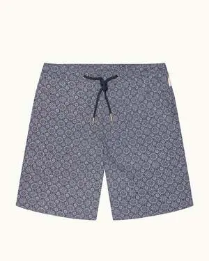 Orlebar Brown Longest-length Alchemy Print Drawcord Swim Shorts In Night Iris - Blue