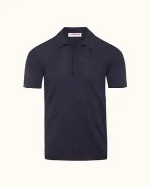 Orlebar Brown Tailored Fit Cotton Cahmere Polo Hirt In Night Iri