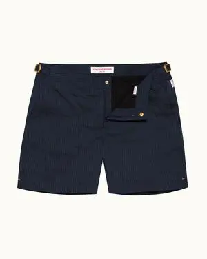 Orlebar Brown Night Iris Tonal Seersucker Mid-length Swim Shorts - Blue