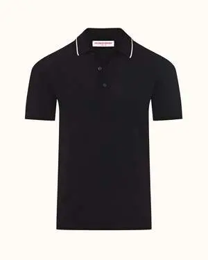 Orlebar Brown Night Iris Tailored Fit Rib Stitch Polo Shirt - Blue
