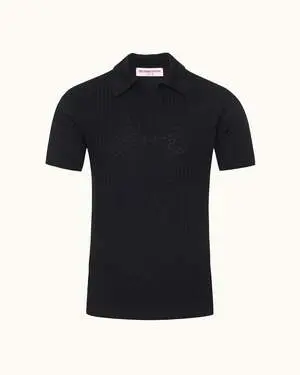 Orlebar Brown Tailored Fit Tile Silk-cotton Polo Shirt In Night Iris - Blue