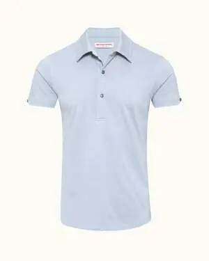 Orlebar Brown Tailored Fit Cotton-ilk Polo Hirt - Springfield Blue