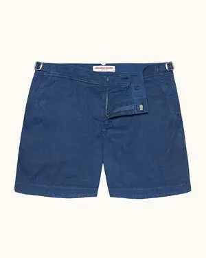 Orlebar Brown Mid-length Gart Dye Linen-blend Shorts Woven In Italy In Colour - Deep Indigo