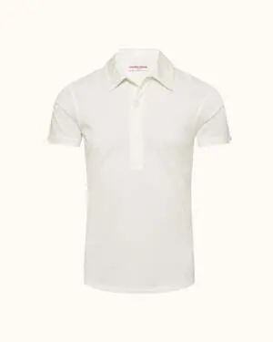 Orlebar Brown Taiored Fit Cotton-sik Poo Shirt In Sand - White