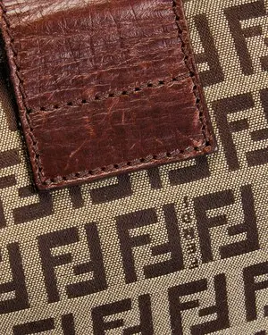 FWRD RENEW Fendi Zucchino Shoulder Bag - Brown