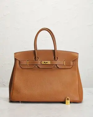 FWRD RENEW Hermes Togo Birkin 35 Retourne Handbag - Gold