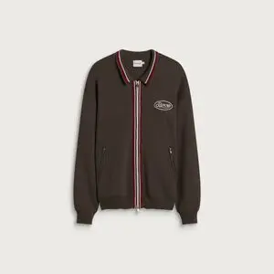 BOUND Retro Disc Knit Zip Polo - Brown