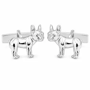 SIMON KEMP JEWELLERS French Bulldog Cufflinks In Solid Sterling