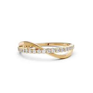 AYA FINE JEWELRY Vale Crossover Wave Ring With Round Lab-grown Diamonds - Yellow