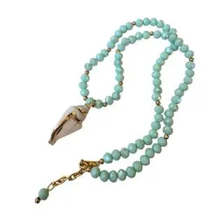 OHSUN Belize Shell Necklace Mint & Gold - Green