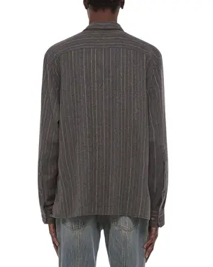 Helmut Lang Relaxed Wool Blend Striped Shirt