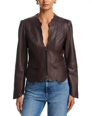 Paige Eunice Collarless Leather Jacket
