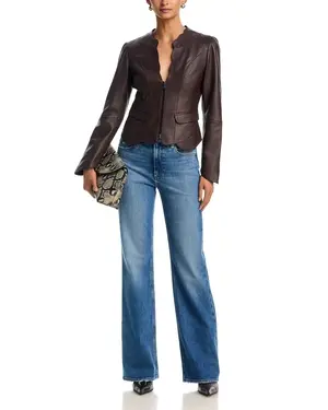 Paige Eunice Collarless Leather Jacket