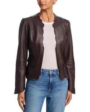 Paige Eunice Collarless Leather Jacket