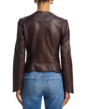 Paige Eunice Collarless Leather Jacket
