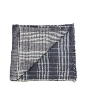 STUDIO VARIOUSLY Silica Stripes Pattern Soft Handwoven Merino Throw - Navy