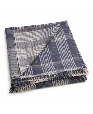 STUDIO VARIOUSLY Silica Stripes Pattern Soft Handwoven Merino Throw - Navy