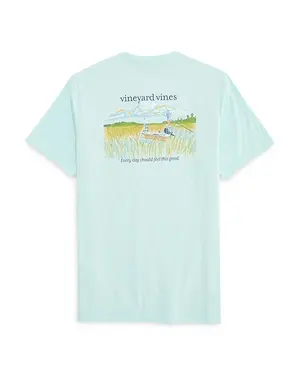 Vineyard Vines Everyday Marsh Sketch Cotton Pocket T-shirt - Bleached Aqua