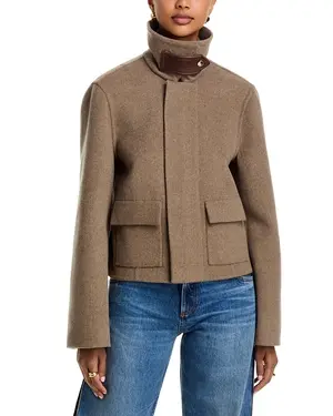 Brandon Maxwell Wool Remi Funnel Neck Jacket