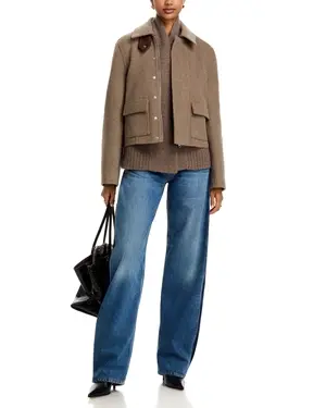 Brandon Maxwell Wool Remi Funnel Neck Jacket