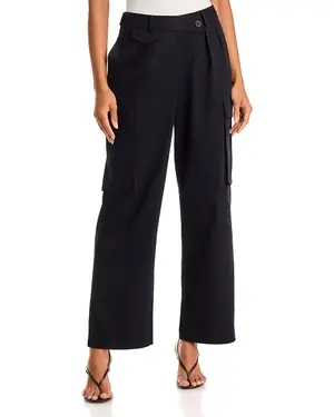 Aqua Cotton Stretch Cargo Pants - Black
