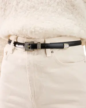 DEHANCHE Lottie Western Leather Belt - Black