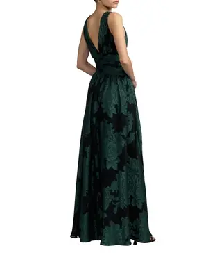 Mac Duggal Burnout Chiffon Sleeveless V Neck A Line Gown