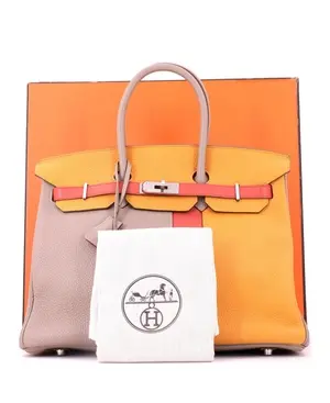 Hermès Birkin 35 Handbag Cascade Tricolor Clemence And Swift With Brushed Palladium Hardware