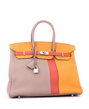 Hermès Birkin 35 Handbag Cascade Tricolor Clemence And Swift With Brushed Palladium Hardware