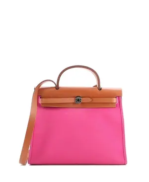 Hermès 31 Herbag Zip Leather And Toile - Pink