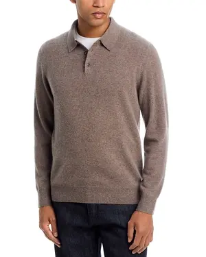 Bloomingdale'S Merino Cashmere Polo Sweater - Mushroom