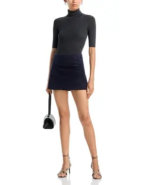 Aqua Faux Suede Skort Exclusive - Navy