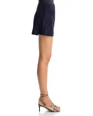 Aqua Faux Suede Skort Exclusive - Navy