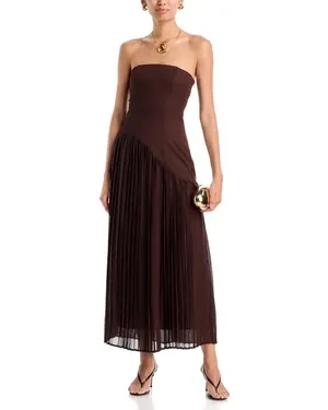 Aqua Strapless Curved Seam Maxi Dress Exclusive