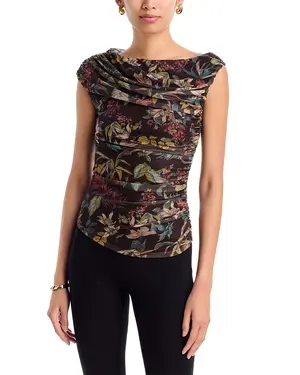 Aqua Draped Mesh Sleeveless Top Exclusive