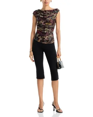 Aqua Draped Mesh Sleeveless Top Exclusive