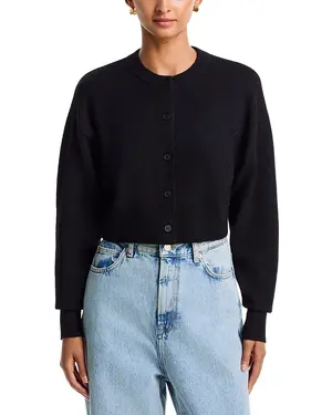Aqua Neave Cropped Dropped Shoulder Cardigan - Exclusive Black