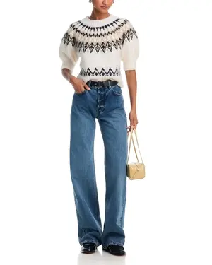 Aqua Short Sleeve Fair Isle Crewneck Sweater Exclusive