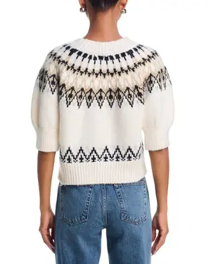 Aqua Short Sleeve Fair Isle Crewneck Sweater Exclusive