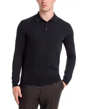 SLOWEAR Flex Wool Blend Three Button Polo Sweater - Dark Grey