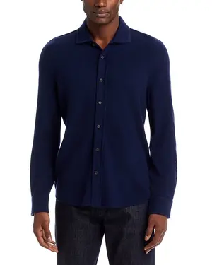 Bloomingdale'S Knit Wool Cashmere Shirt Exclusive - Navy