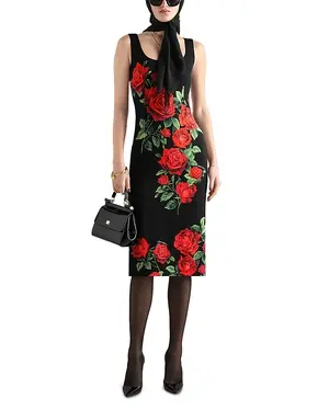 Dolce & Gabbana Rose Charmeuse Sheath Dress