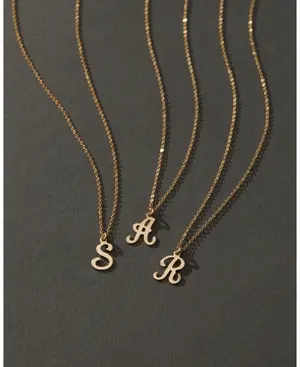 SET & STONES Gianna Script Initial Necklace - Letter - E