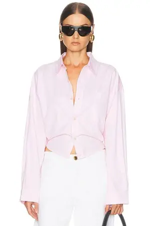 R13 Split Hem Boyfriend Shirt - Light Pink