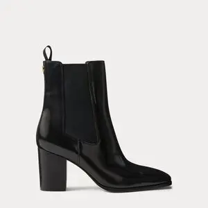Ralph Lauren Raelynn Glazed Leather Bootie Black