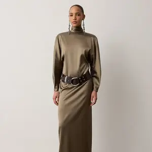 Ralph Lauren Candi Satin Evening Dress - Taupe