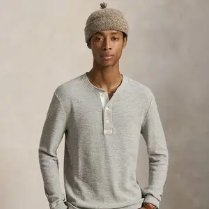 Ralph Lauren Waffle-knit Henley Shirt - Loft Heather